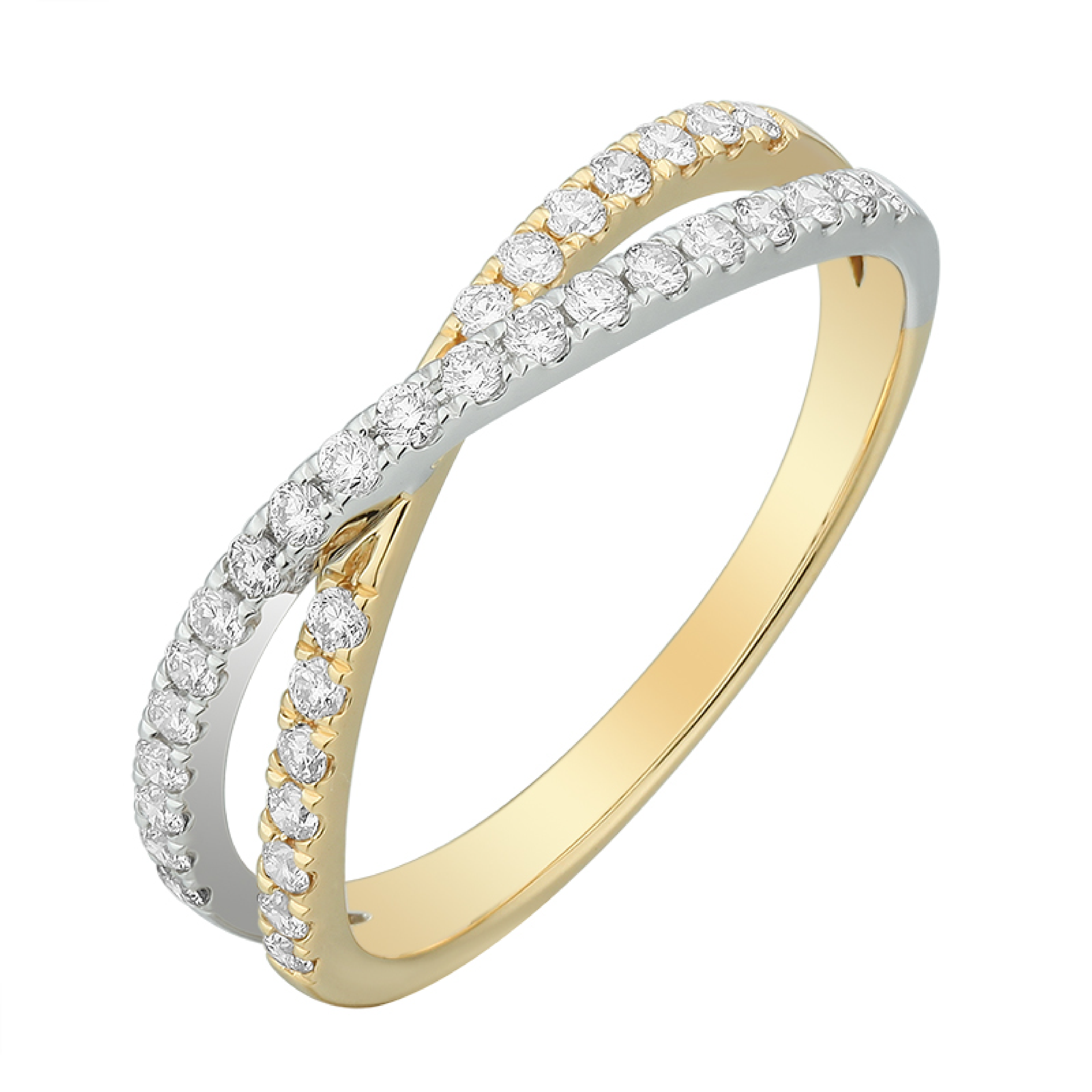 Two Tone Criss Cross Diamond Ring – Vogliajewelry